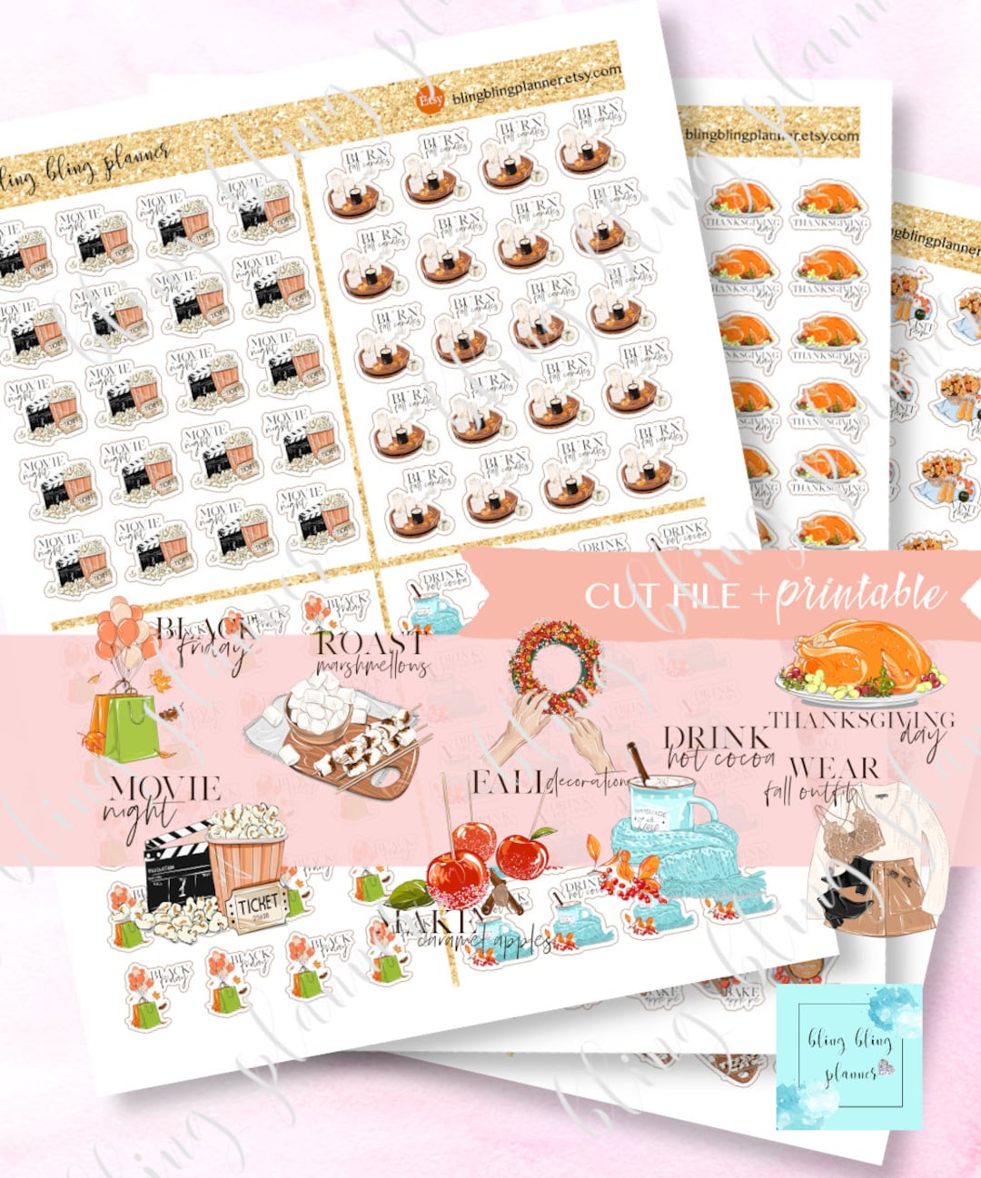 FALL BUCKET LIST Stickers, Printable Fall Bucket Stickers, Fall Planner ...