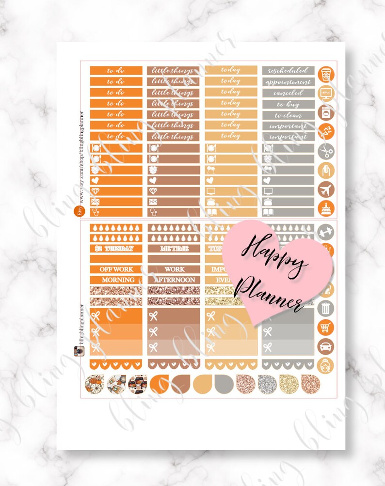 PRINTABLE FALL Happy PLANNER Sticker, Autumn Happy Planner Sticker ...