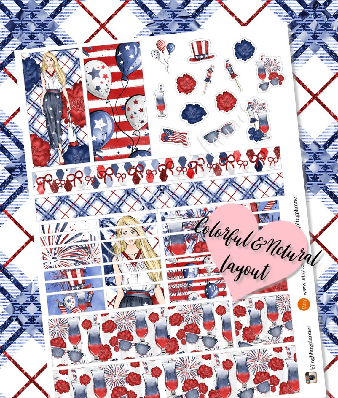 INDEPENDENCE DAY PLANNER Stickers 4th of July Planner - Etsy