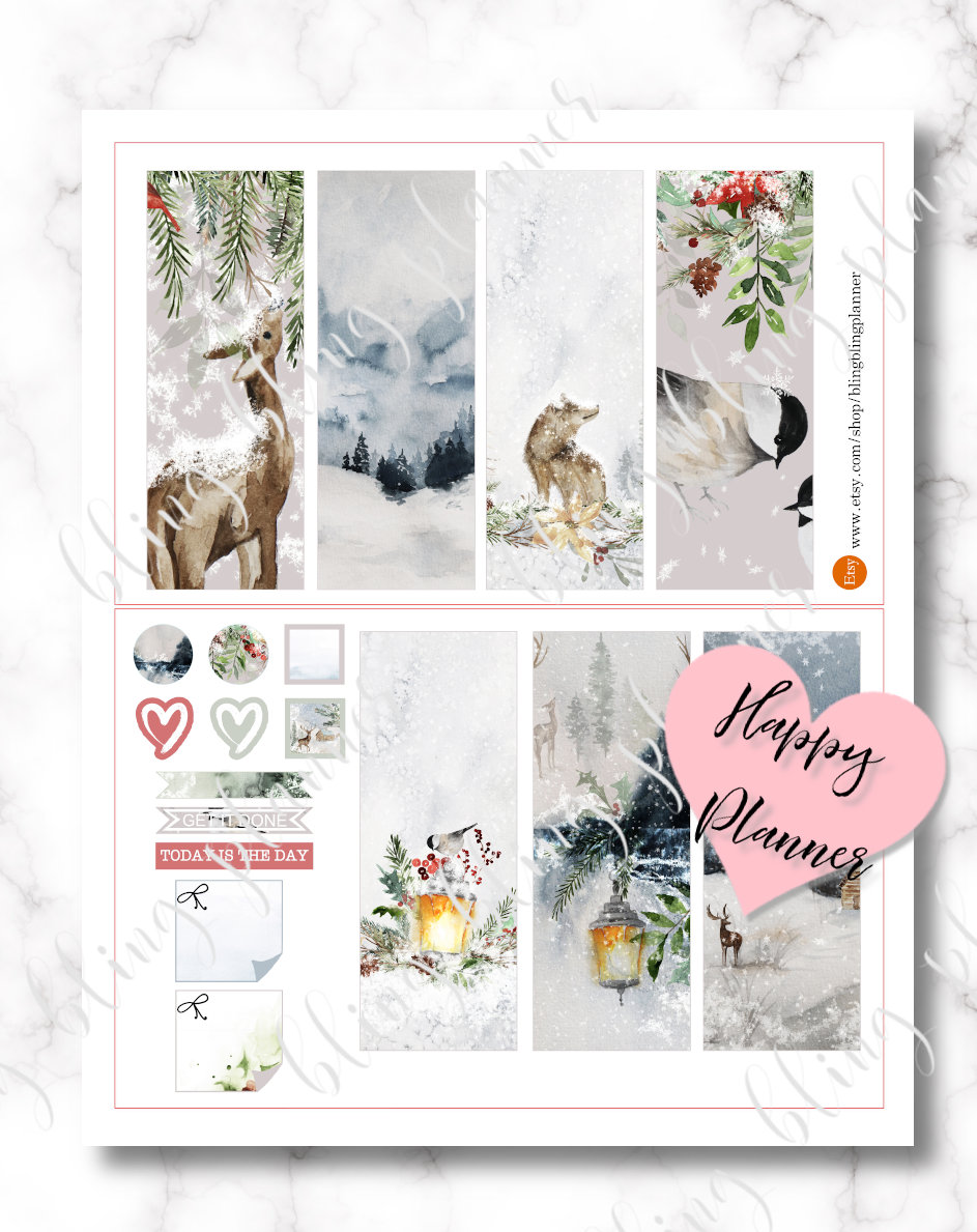 WINTER HAPPY PLANNER Stickers Snow Printable Planner - Etsy