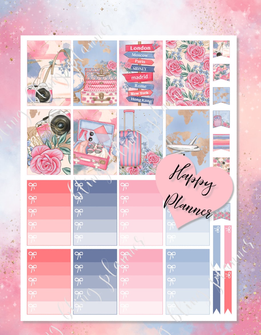 HAPPY PLANNER Travel STICKERS Printable Happy Planner | Etsy