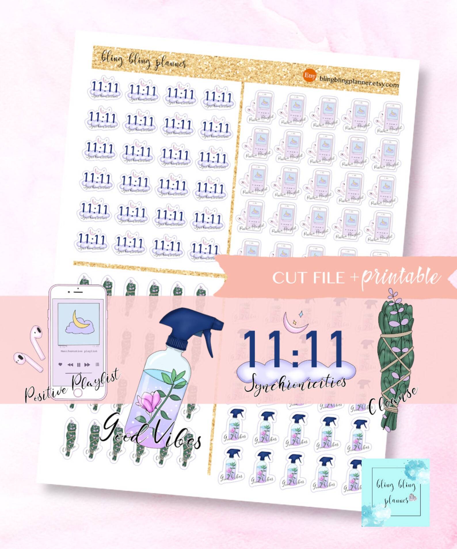 MANIFEST PRINTABLE PLANNER Stickers Meditate Printable - Etsy