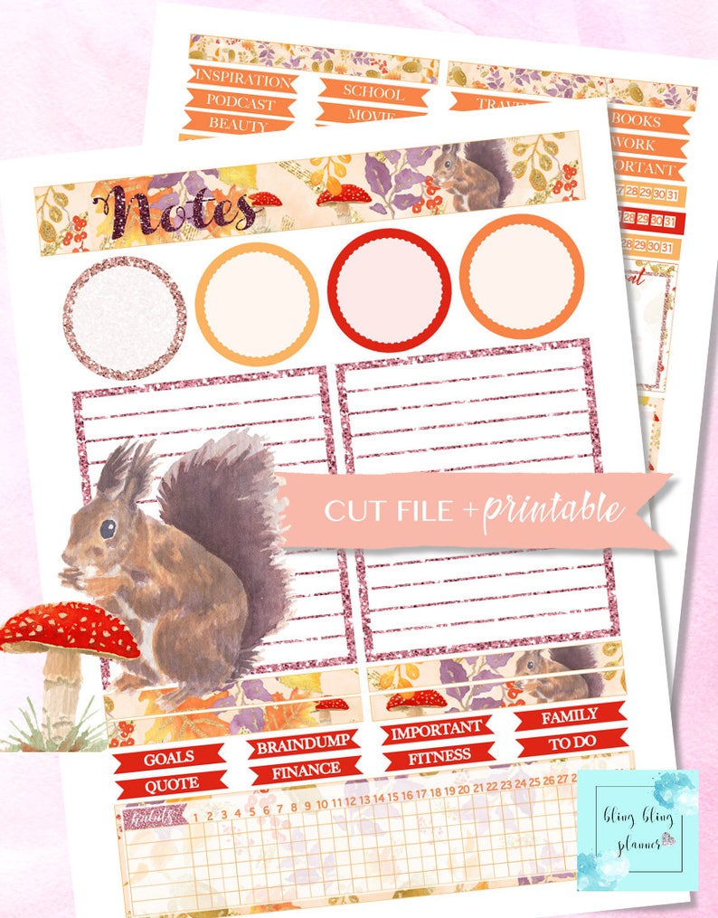 PRINTABLE NOTE PAGE Sticker Monthly Sticker Kit Printable - Etsy
