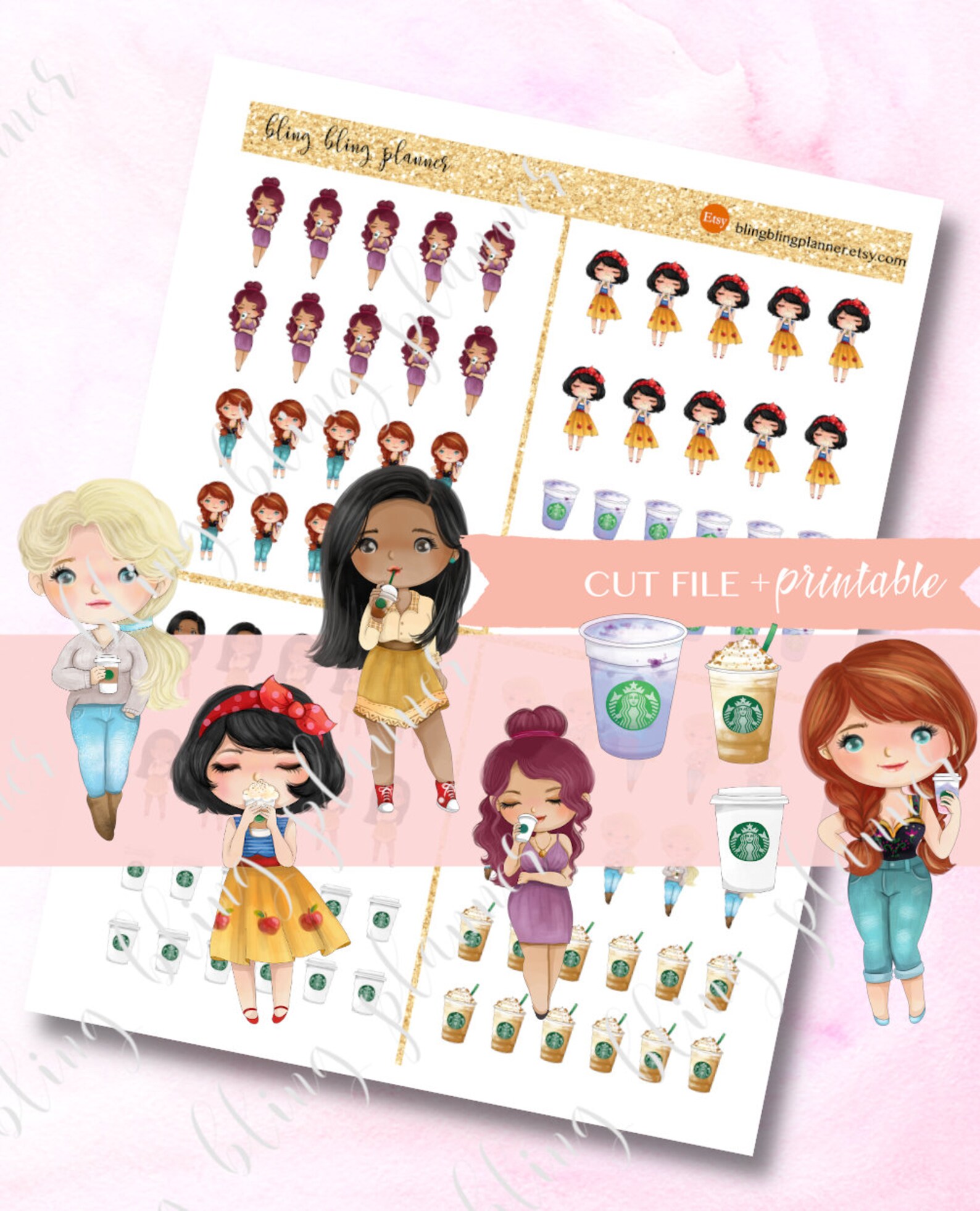 PRINTABLE COFFEE GIRL Stickers Printable Coffee Princess - Etsy