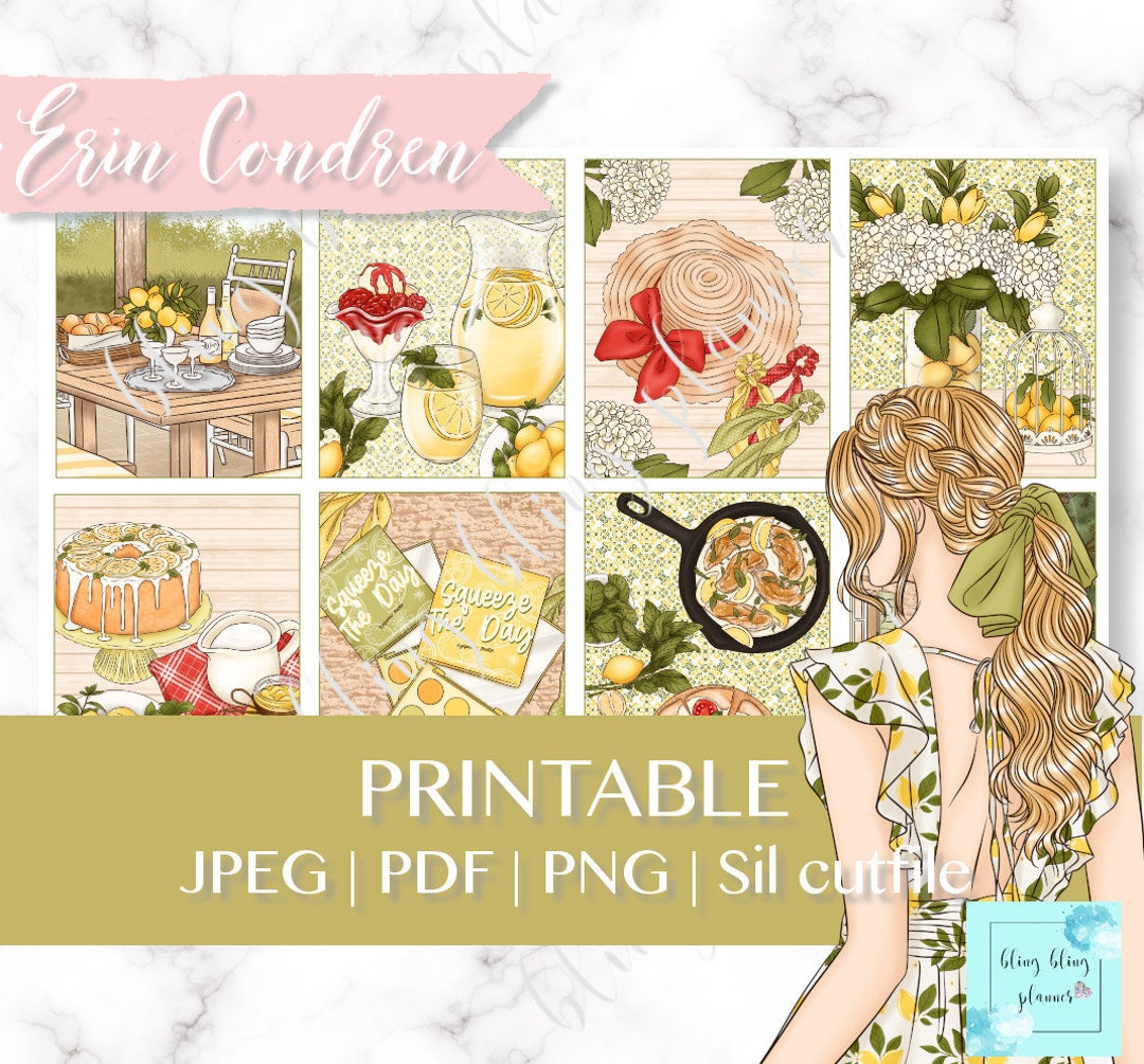 LEMON PRINTABLE PLANNER Stickers, Summer Planner Kits Printable, Lemon ...