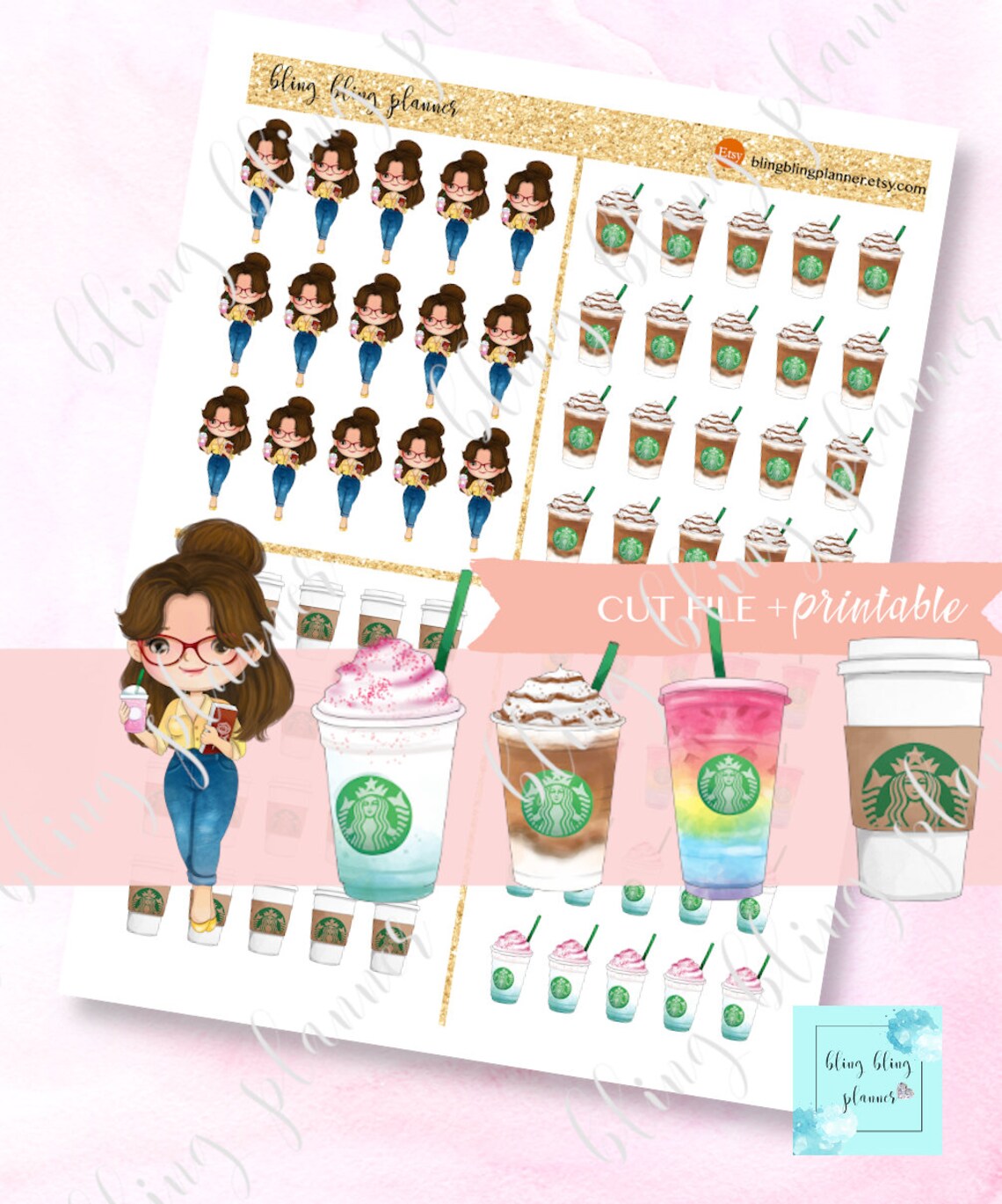 PRINTABLE COFFEE GIRL Stickers Printable Coffee Doll | Etsy