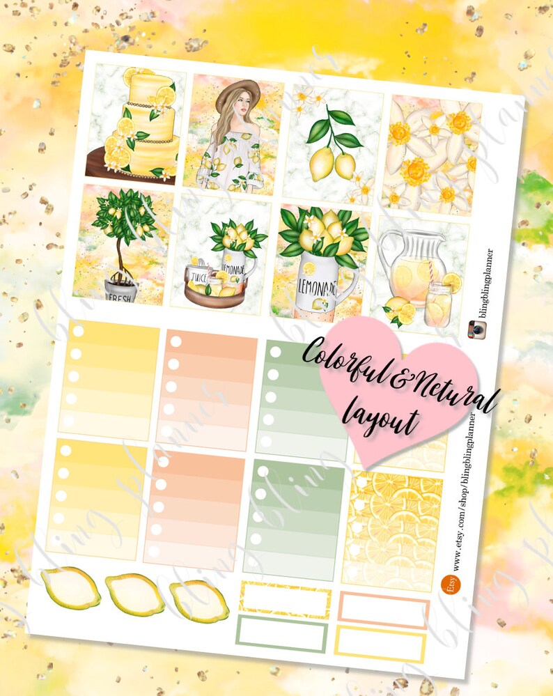 LEMON PRINTABLE PLANNER Stickers Summer Planner Kits - Etsy