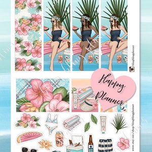 HAPPY PLANNER POOLSIDE Stickers, Happy Planner Printable Sticker, Summer Printable Planner Kit ...