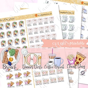 PRINTABLE PLANNER ICON Stickers, Printable Food Planner Sticker, Brunch ...