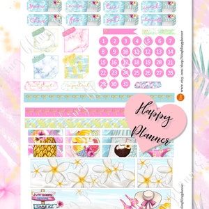 HAPPY PLANNER PRINTABLE, Beach Happy Planner Stickers, Beachside ...