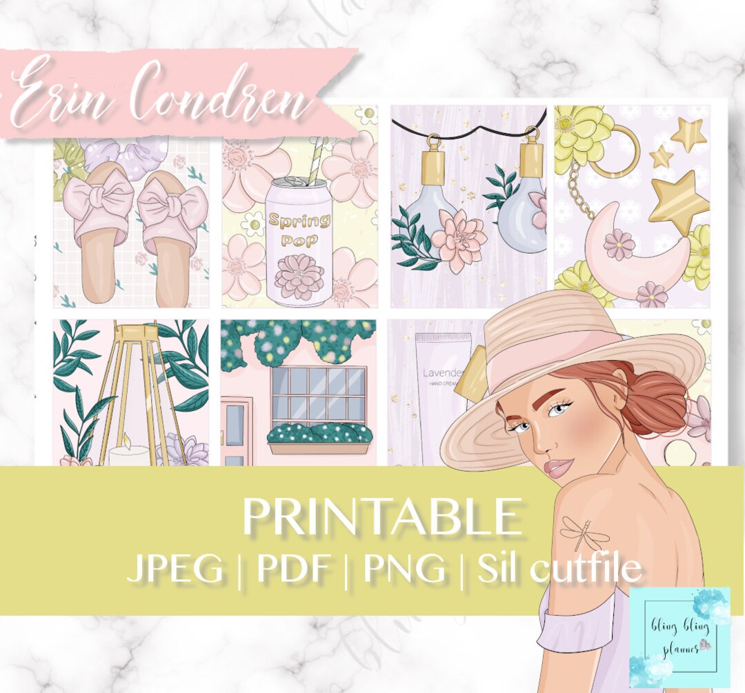 SPRING PRINTABLE WEEKLY, Spring Printable Stickers, Flower Blossom ...