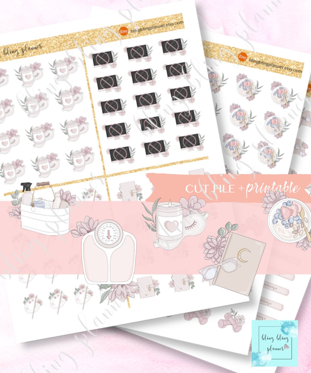 CLEANING PLANNER Stickers, Printable Functional Stickers, Eat Healthy ...