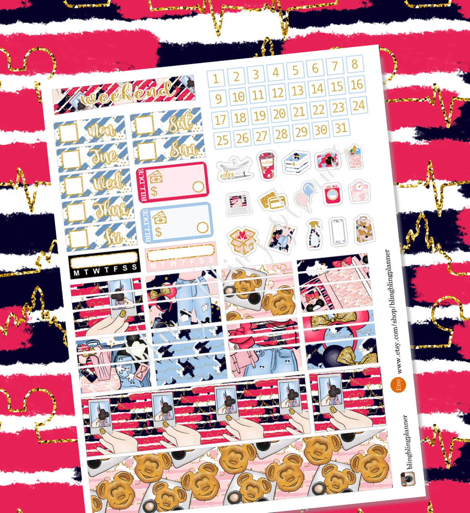DISNEY PLANNER WEEKLY Kit Magical Planner Stickers Sticker - Etsy