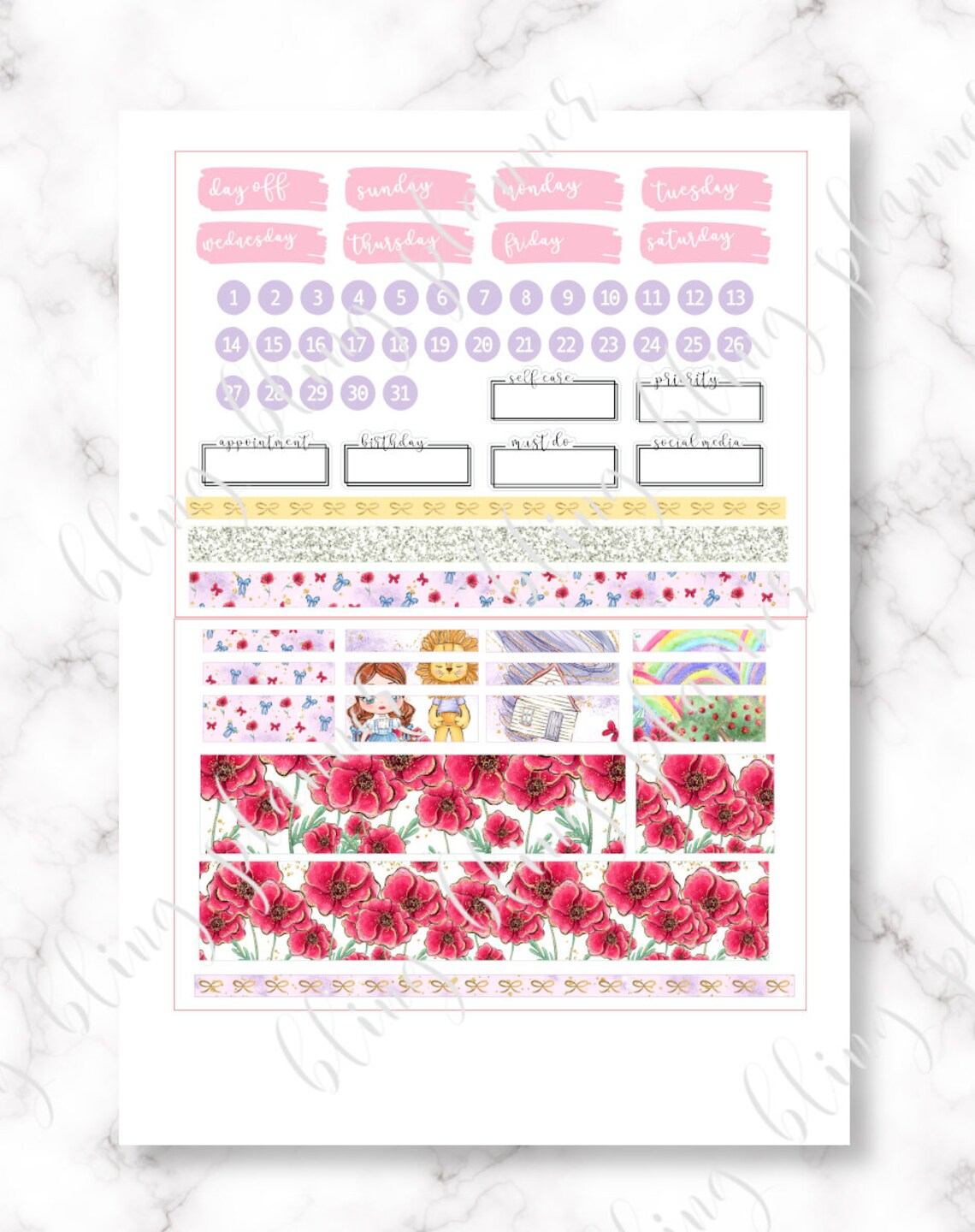 Wizard of Oz PRINTABLE PLANNER Stickers, Dorothy Printable Sticker ...