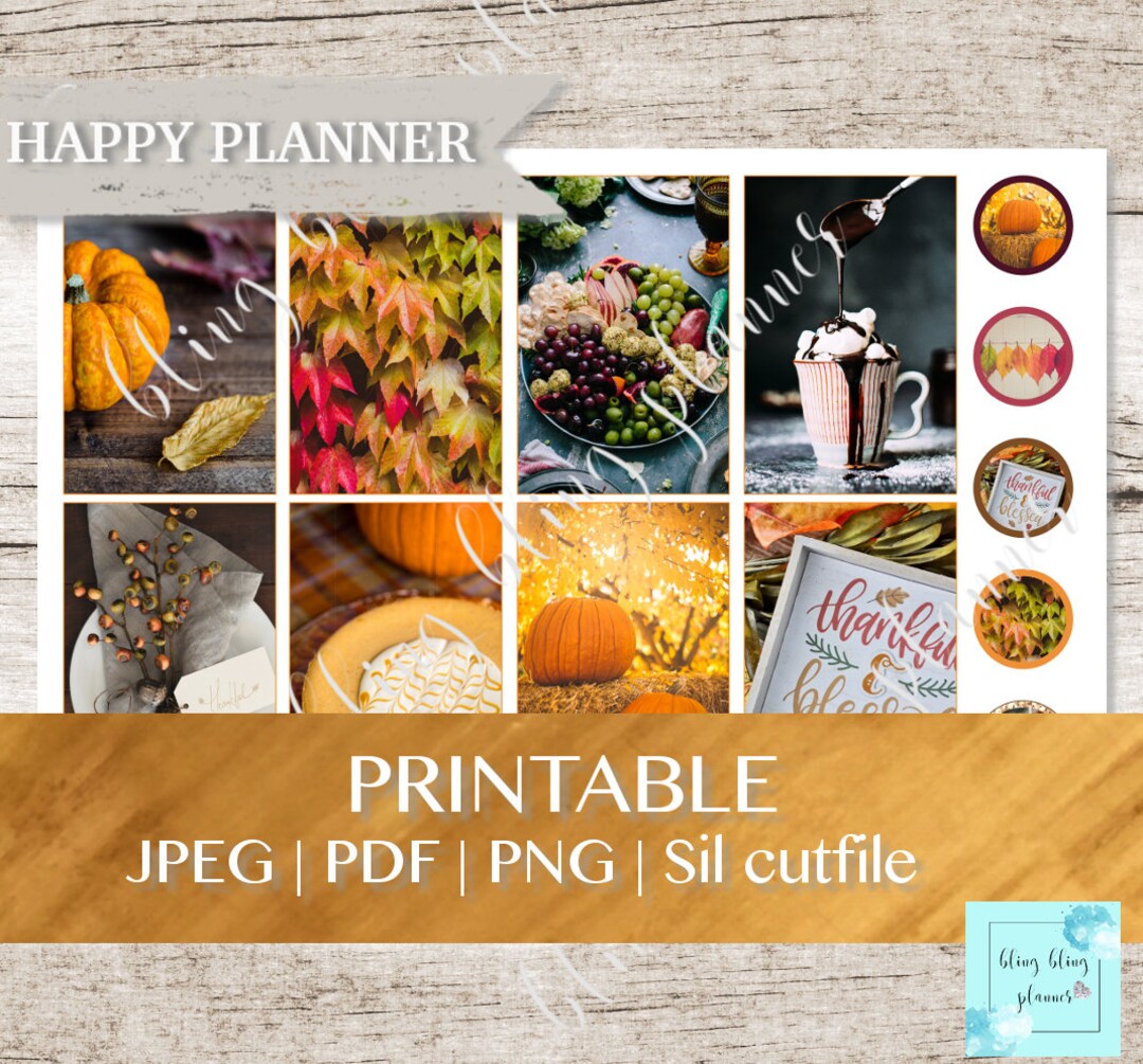 THANKSGIVING HAPPY PLANNER Stickers, Thanksgiving Photo Happy Planner ...