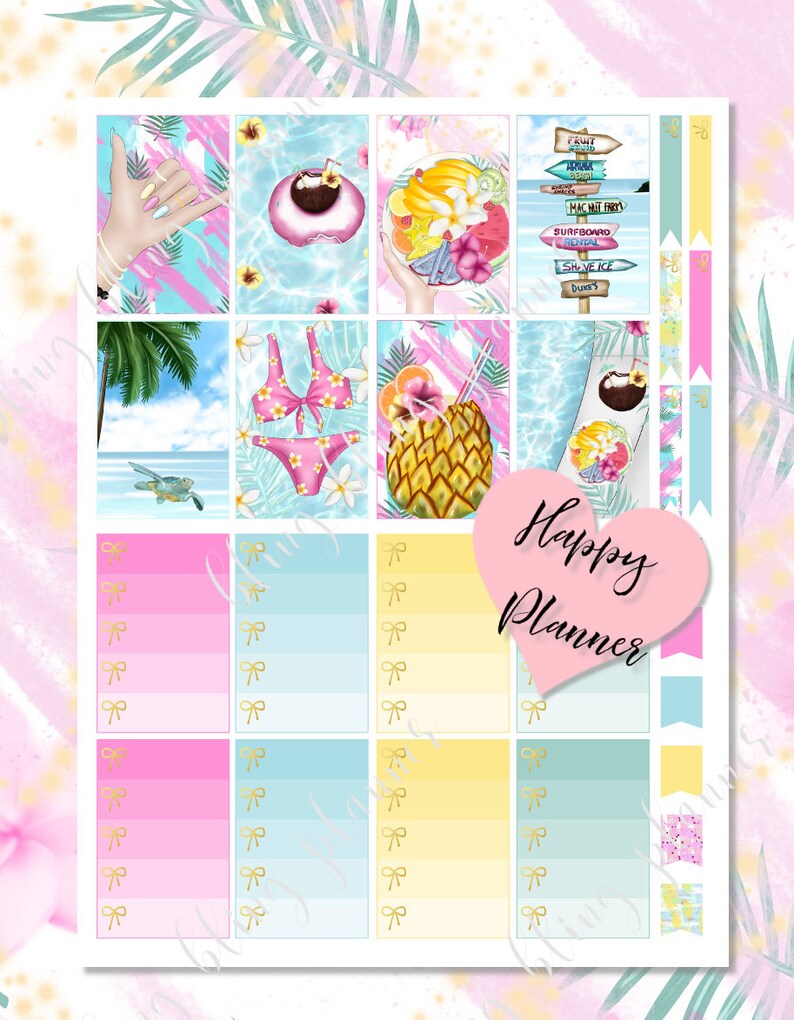 HAPPY PLANNER PRINTABLE, Beach Happy Planner Stickers, Beachside ...