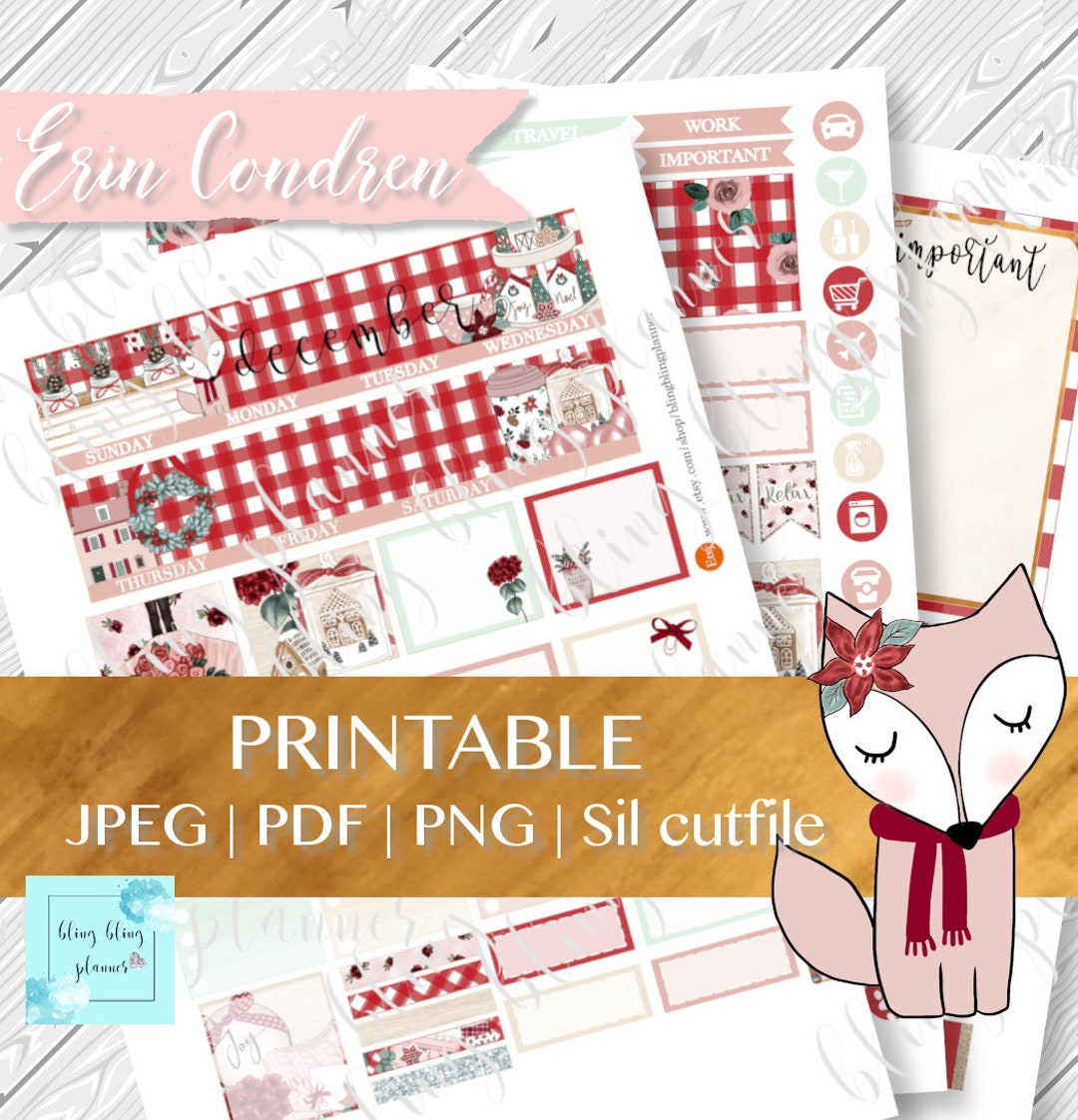 DECEMBER MONTHLY PRINTABLE, December Monthly View Stickers, Printable ...