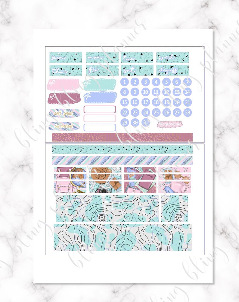 TRAVEL WEEKLY STICKERS Printable, Vacation Planner Stickers, Printable ...