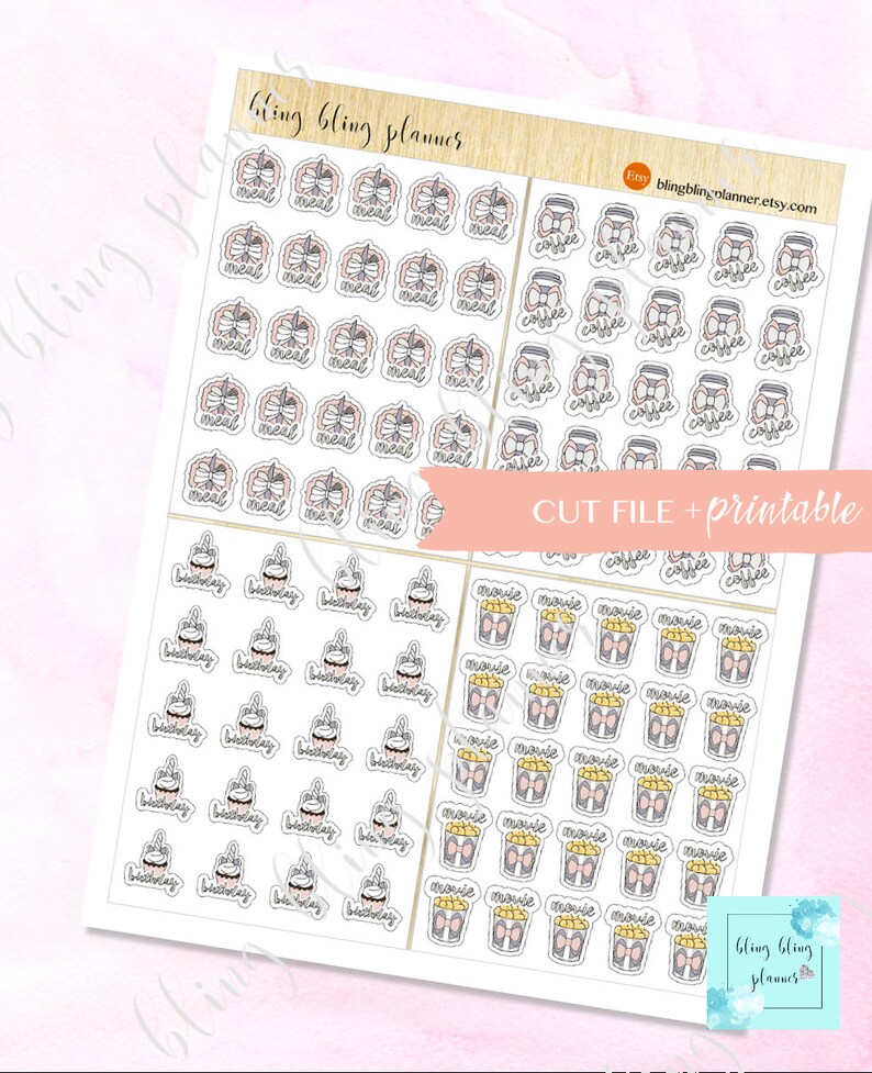 CUTE DAILY PLANNER Stickers Printable Functional Stickers - Etsy