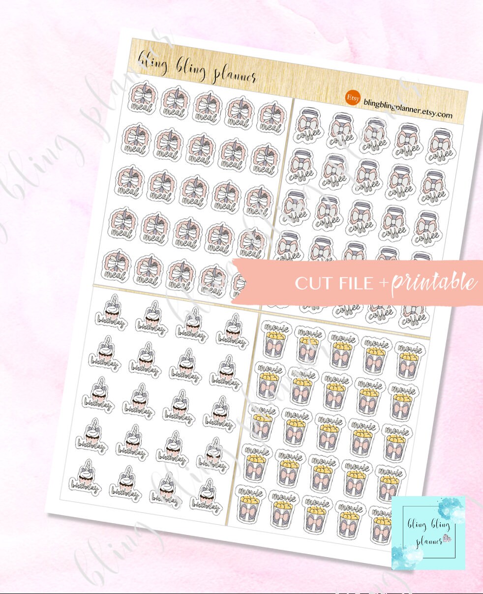 CUTE DAILY PLANNER Stickers, Printable Functional Stickers, Printable ...