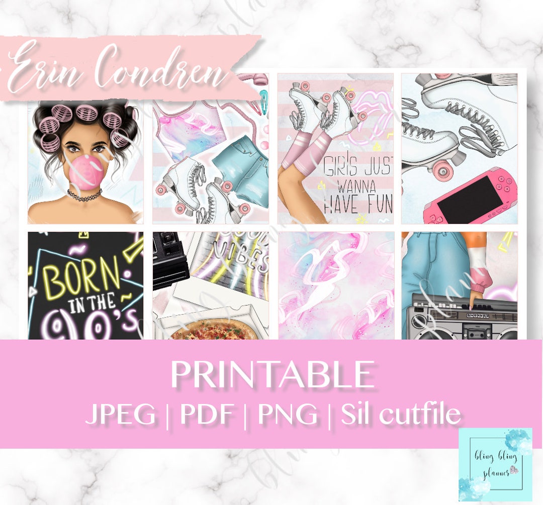 90s PRINTABLE PLANNER STICKERS, Retro Printable Planner Stickers ...