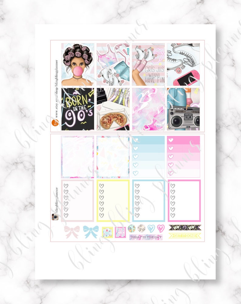 90s PRINTABLE PLANNER STICKERS Retro Printable Planner - Etsy