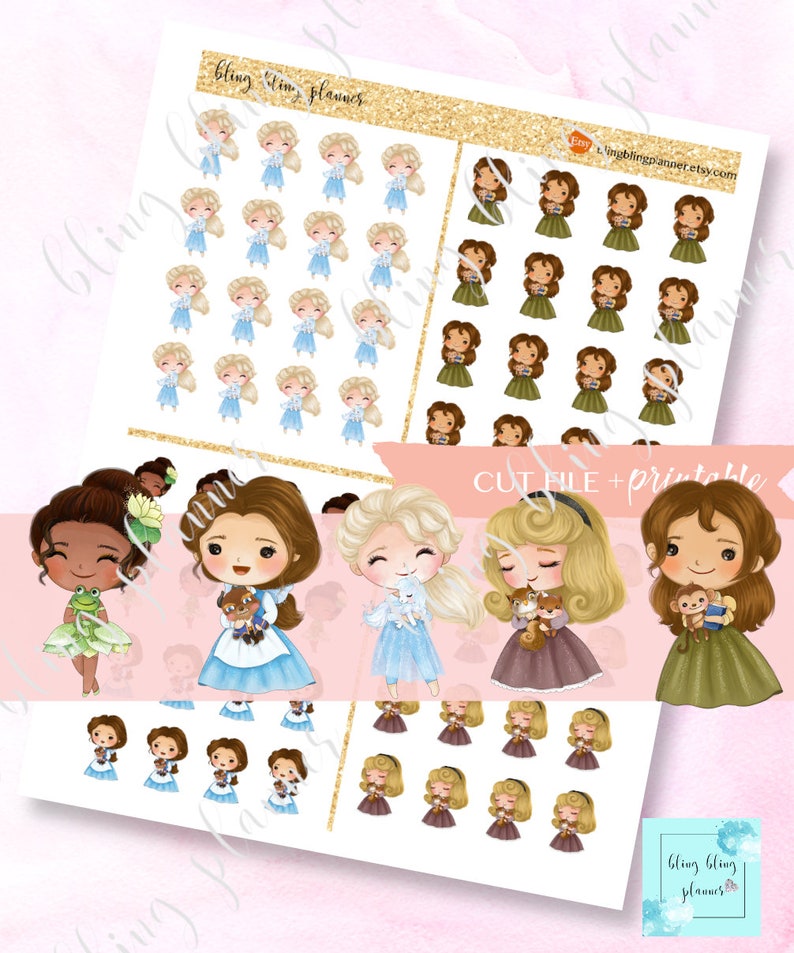 PRINTABLE Cute PRINCESS STICKERS Printable Elsa Stickers - Etsy