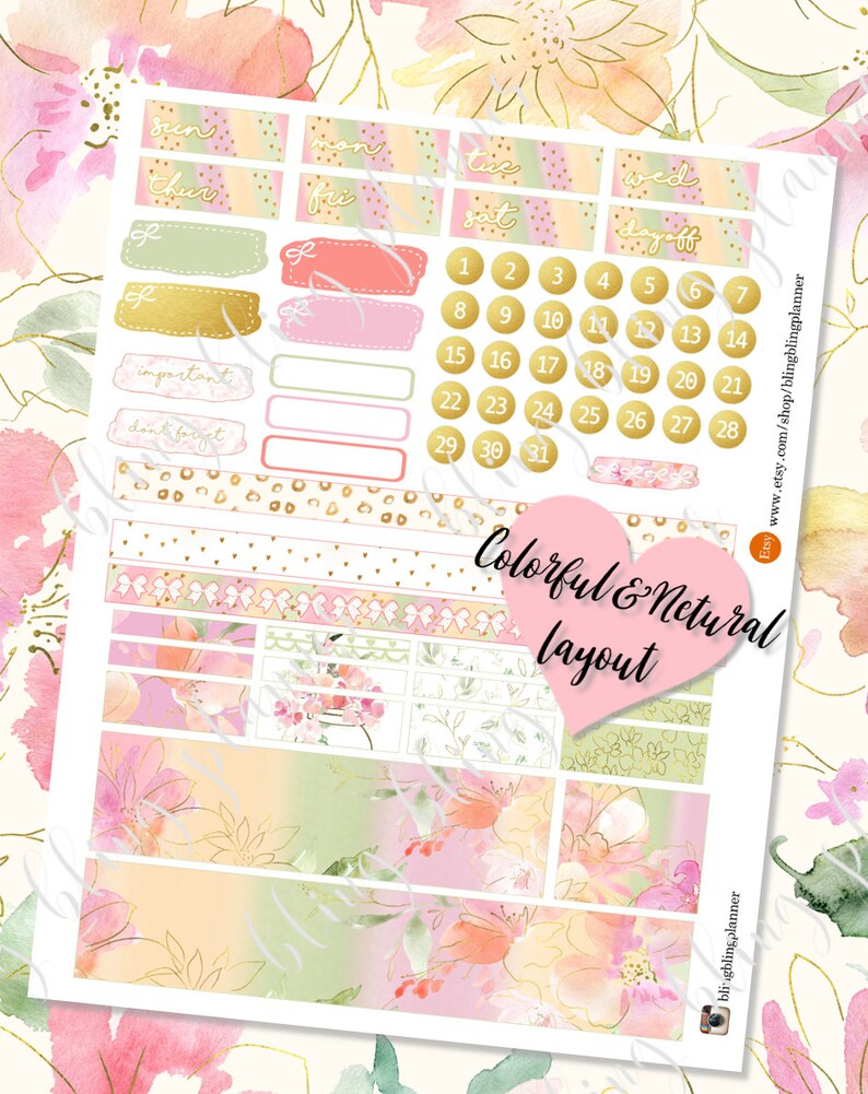 FLORAL PLANNER STICKERS Printable Floral Planner Stickers - Etsy
