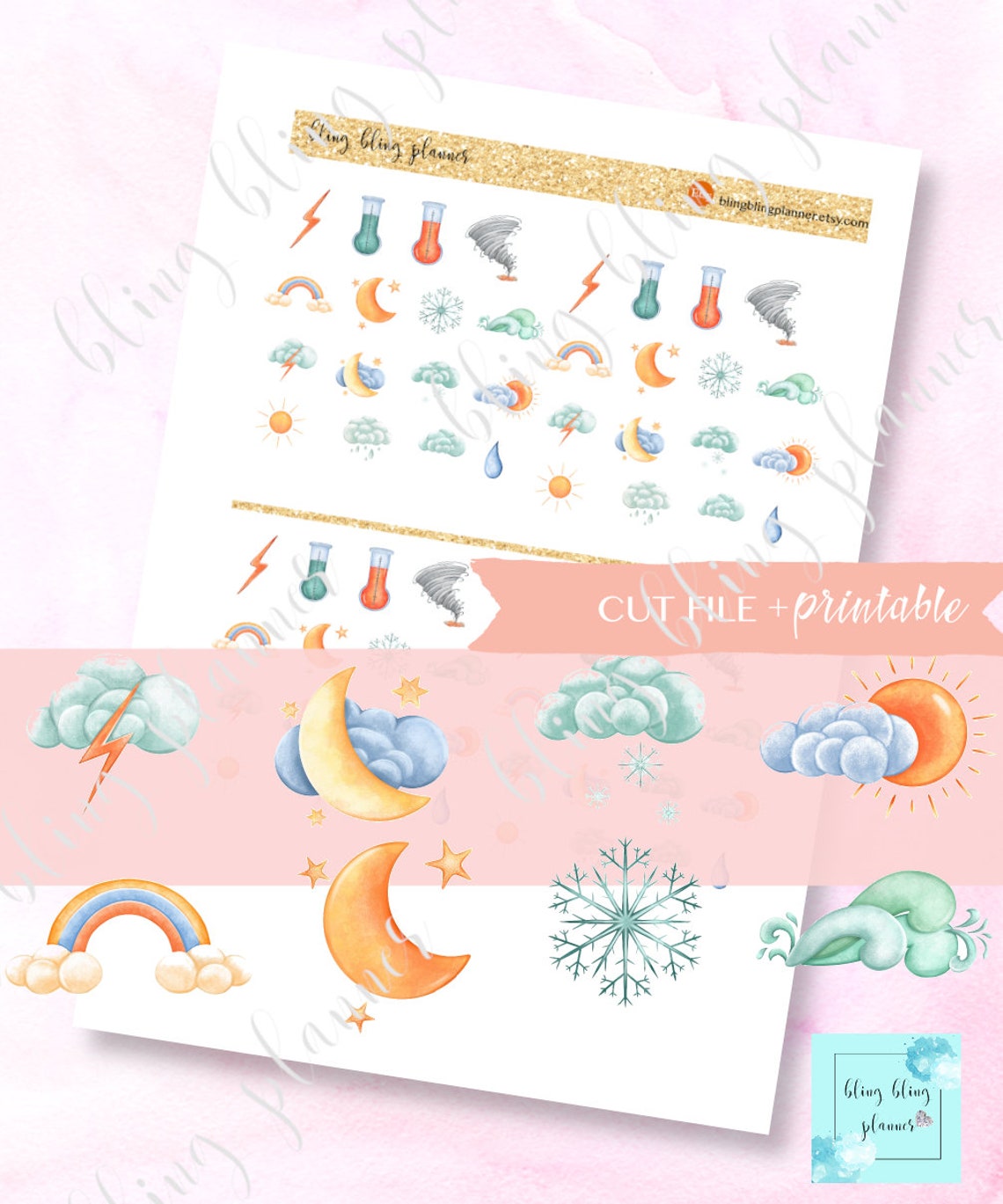 WEATHER PLANNER STICKERS Printable weather icons printable | Etsy