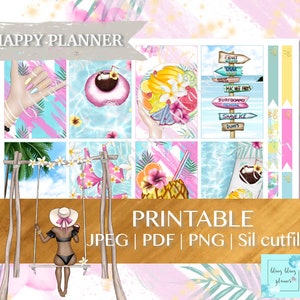 HAPPY PLANNER PRINTABLE, Beach Happy Planner Stickers, Beachside ...