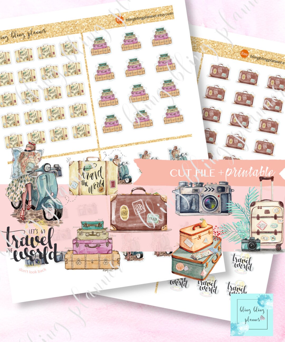 TRAVEL PLANNER STICKERS, Road Trip Planner Deco, Travel Printable Deco ...