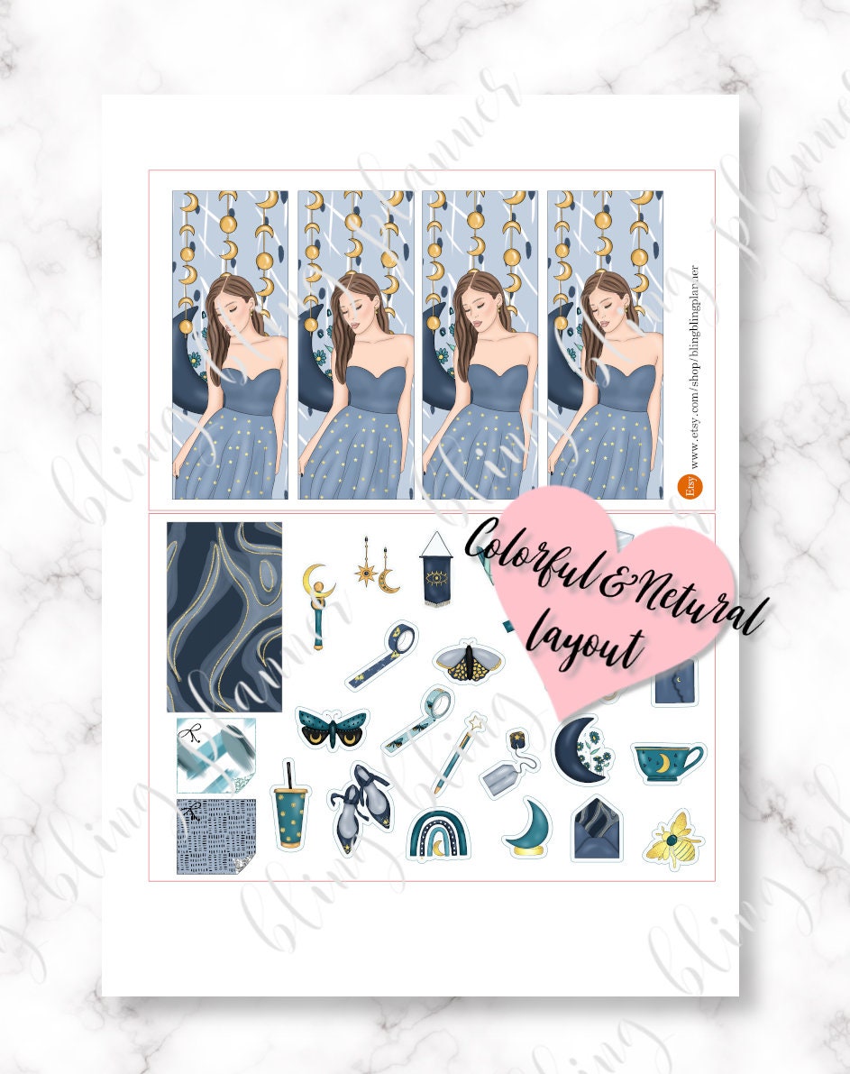 CELESTIAL PLANNER STICKER Printable Moon Planner Stickers - Etsy