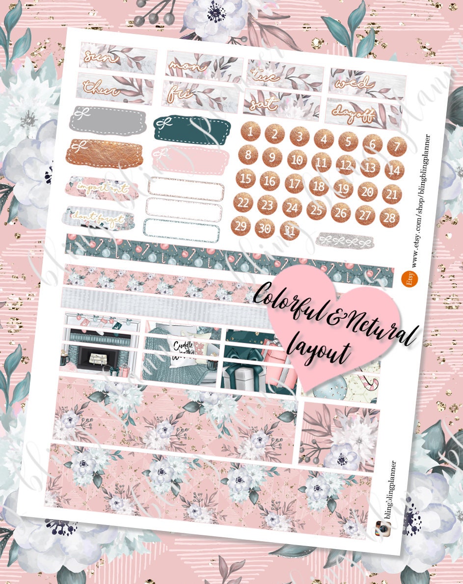 HOME PLANNER STICKERS, Winter Printable Stickers, Christmas Planner ...