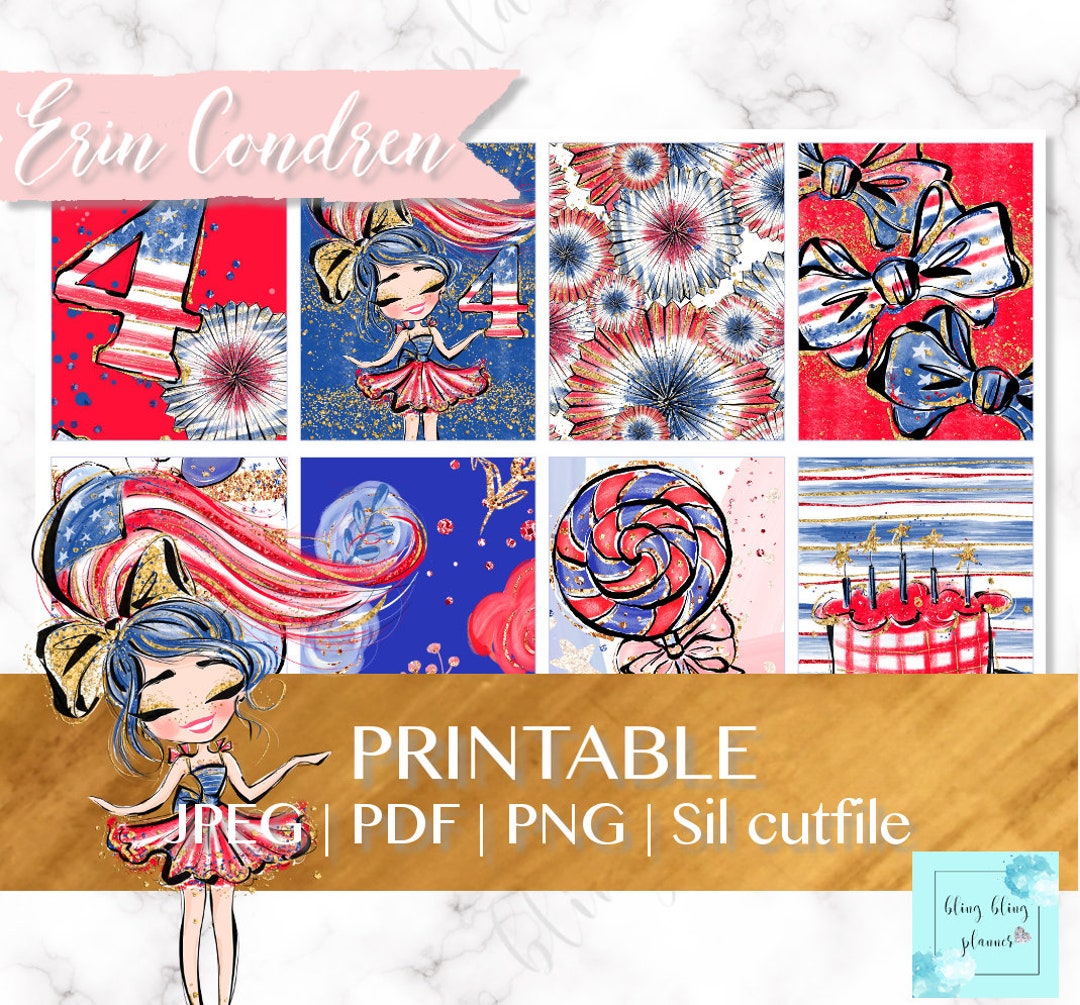4th of JULY PLANNER Stickers, Independence Day Stickers, Cute July 4th ...