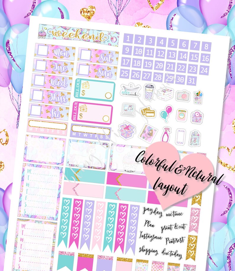 BIRTHDAY PRINTABLE Planner STICKERS, Printable Planner Stickers ...