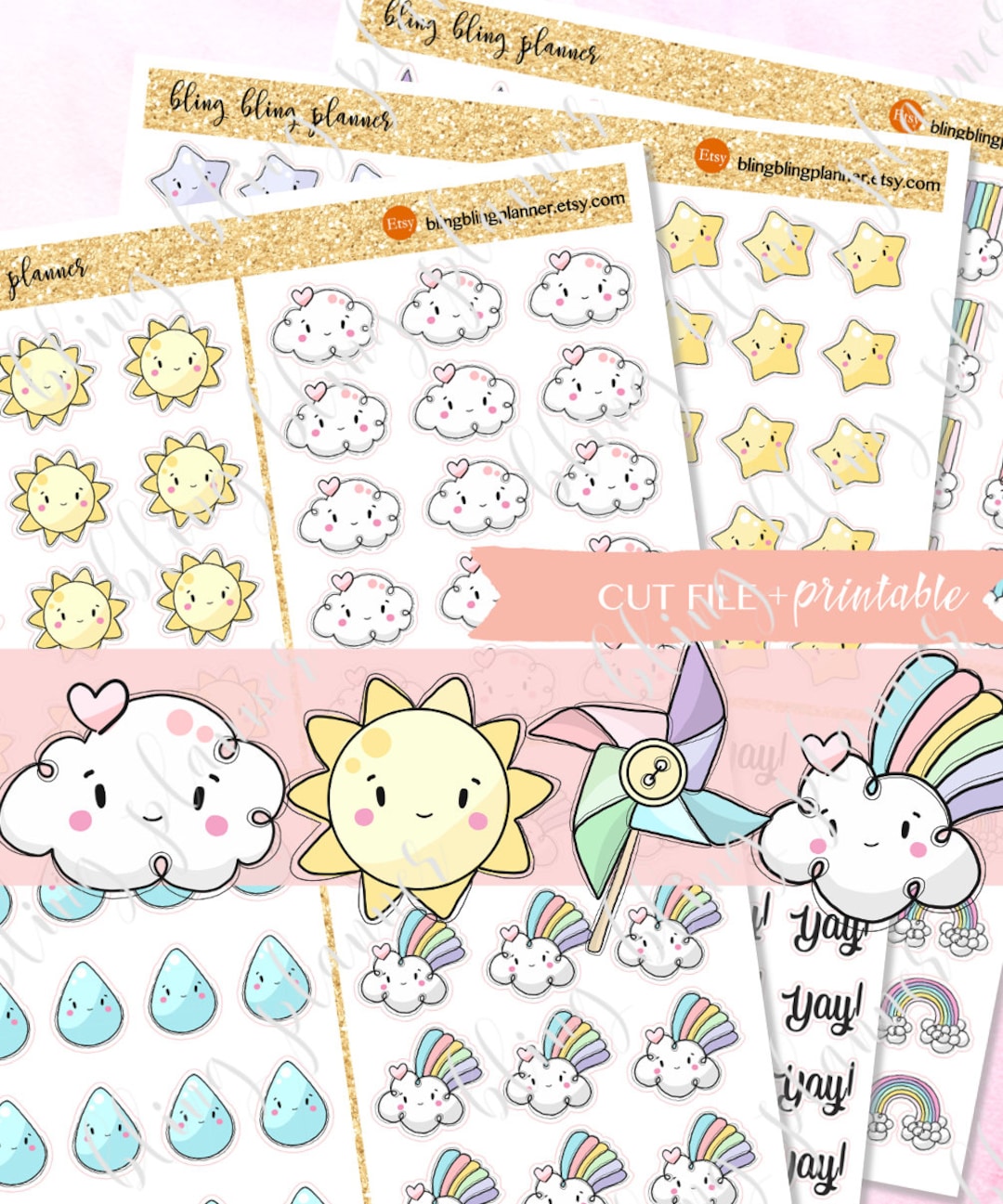 WEATHER PLANNER STICKERS Printable, Weather Icons Printable, Weather ...