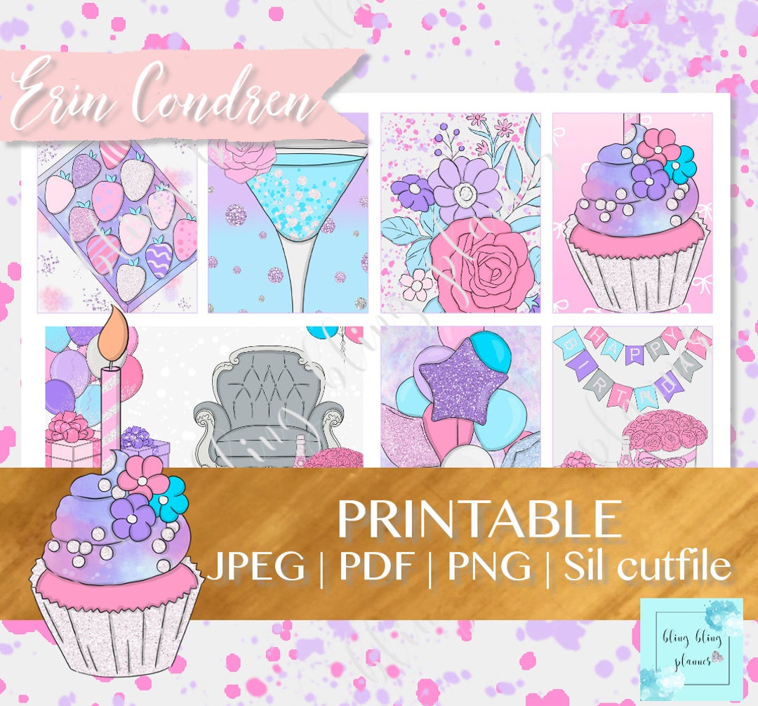BIRTHDAY PRINTABLE Planner STICKERS, Birthday Planner Kit, Party ...