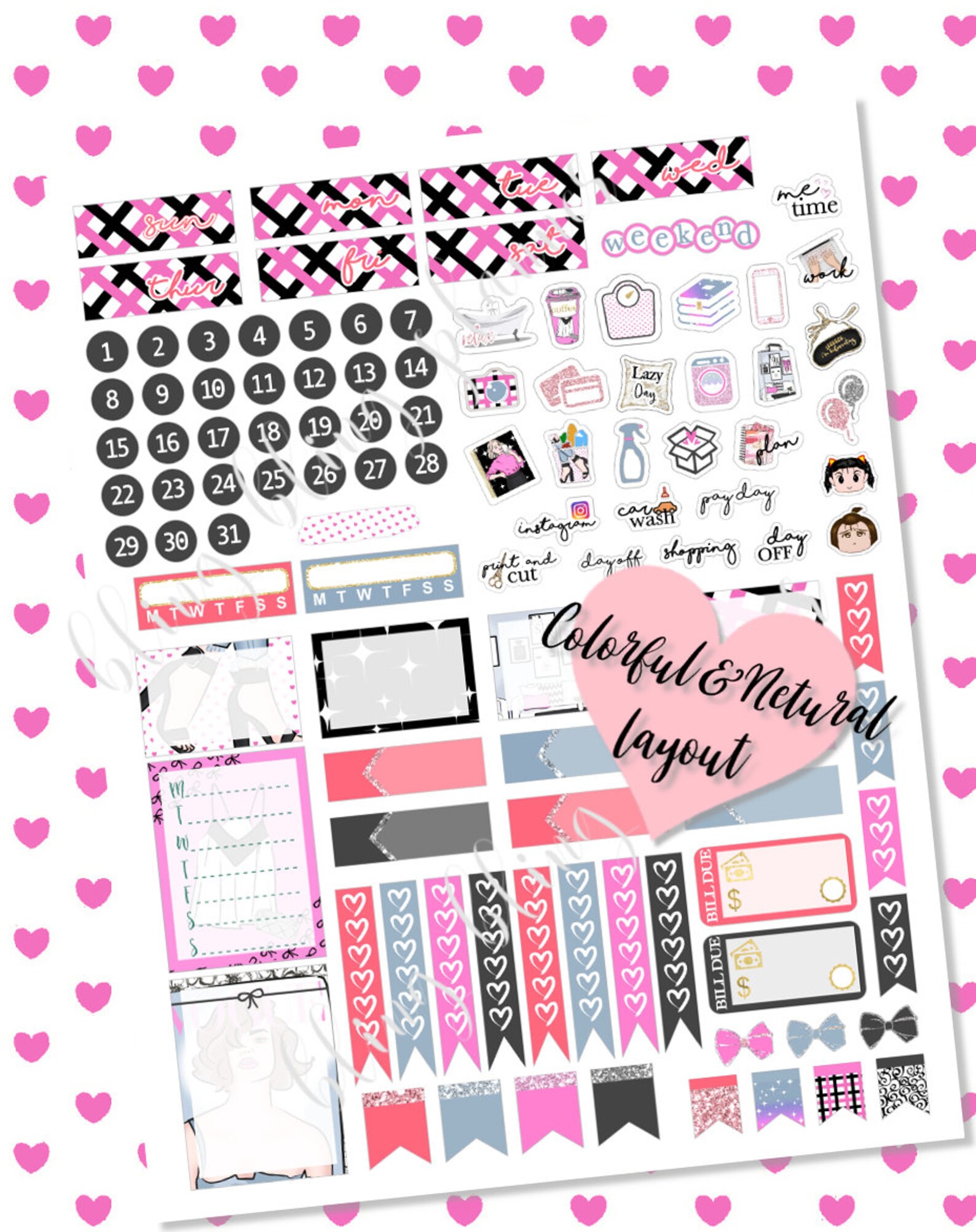Printable FASION PLANNER STICKER Girl Boss Planner Weekly | Etsy