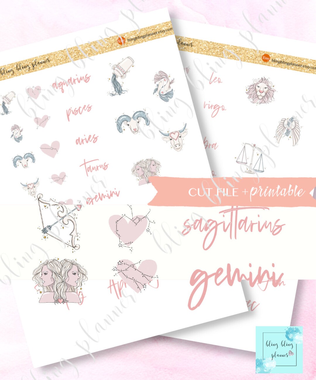 ZODIAC Printable PLANNER STICKERS, Printable Aries Stickers, Printable ...