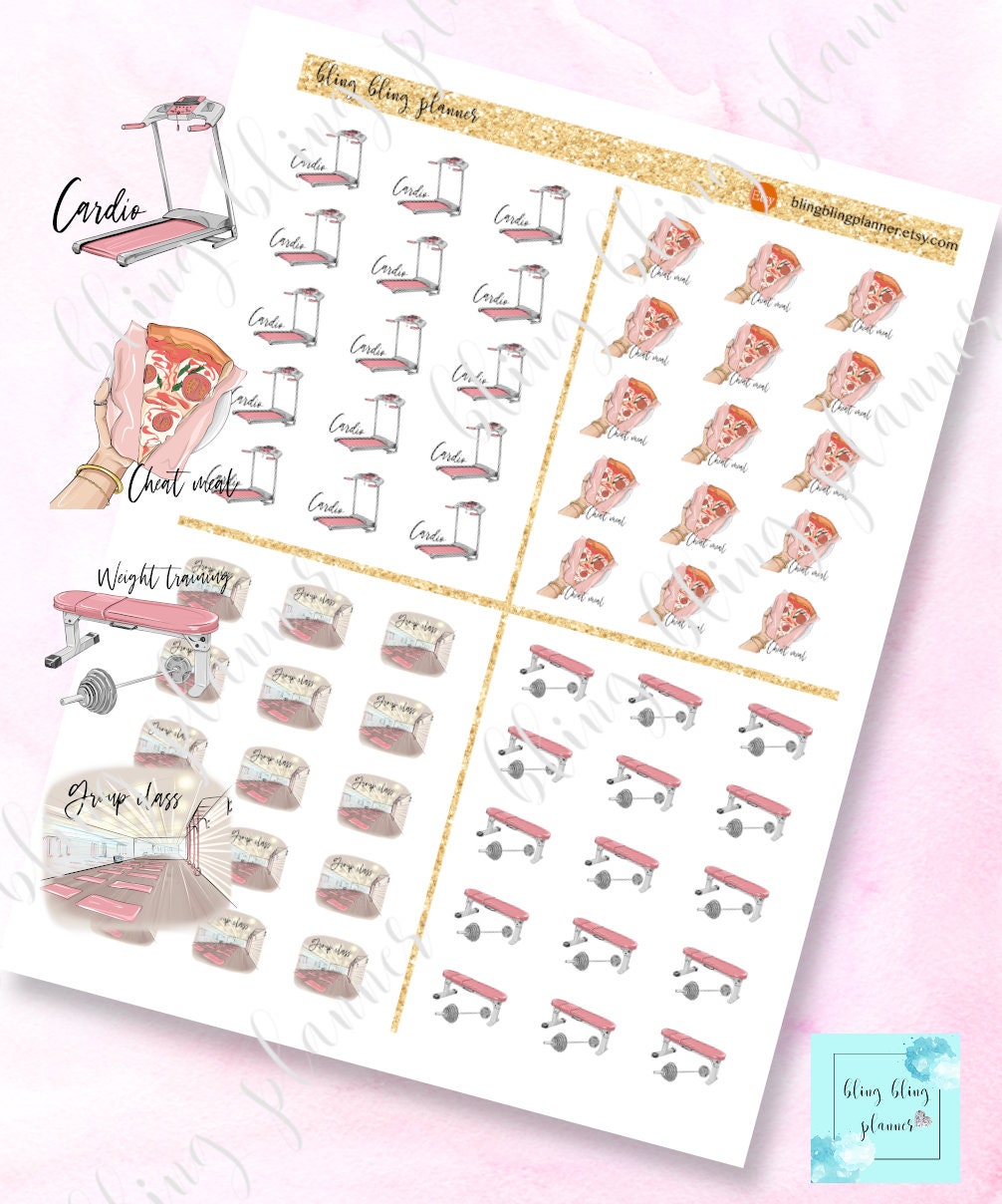 FITNESS Printable PLANNER STICKERS Yoga Planner Stickers - Etsy