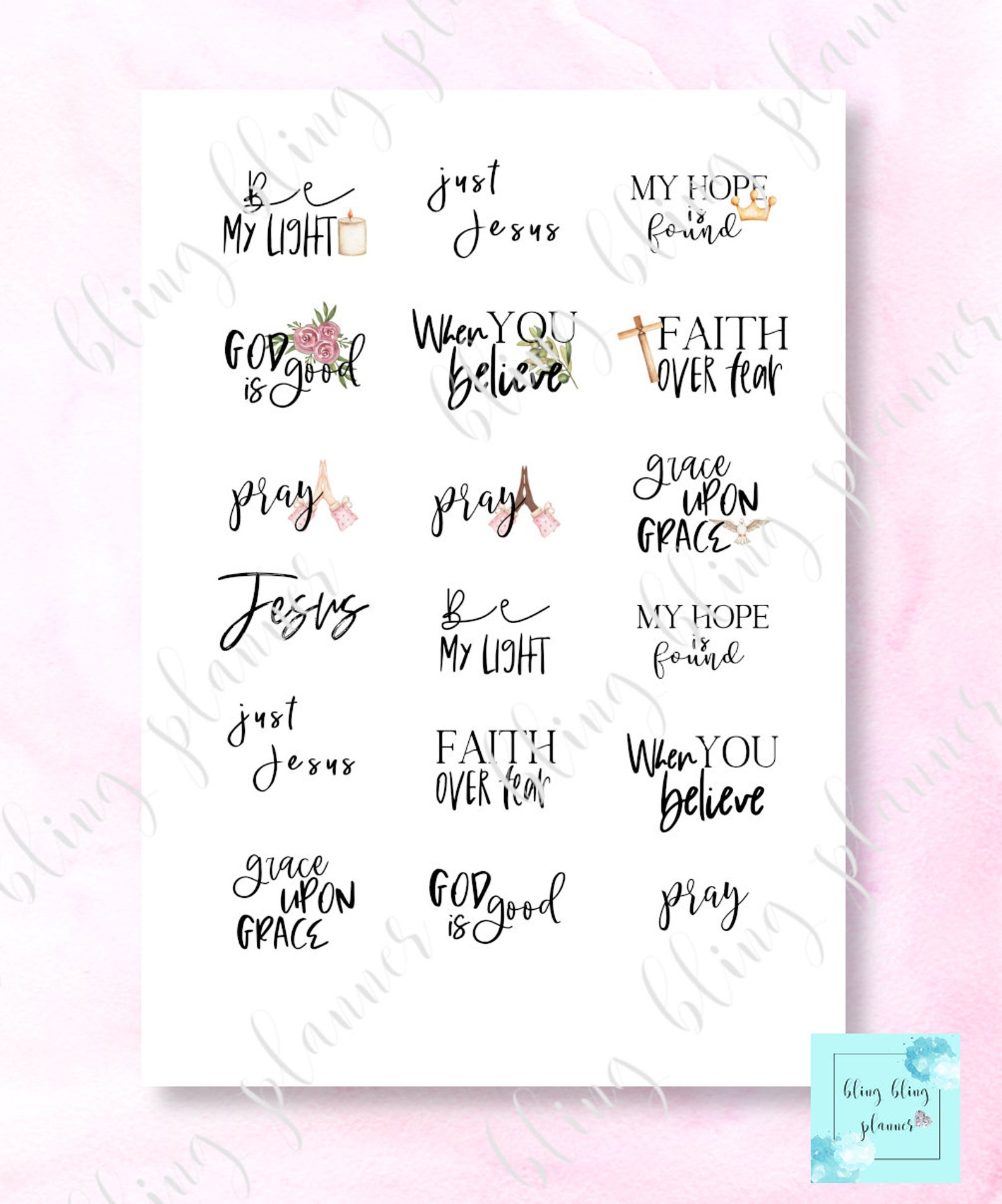 FAITH PRINTABLE PLANNER Stickers, Printable Faith Quote Stickers ...