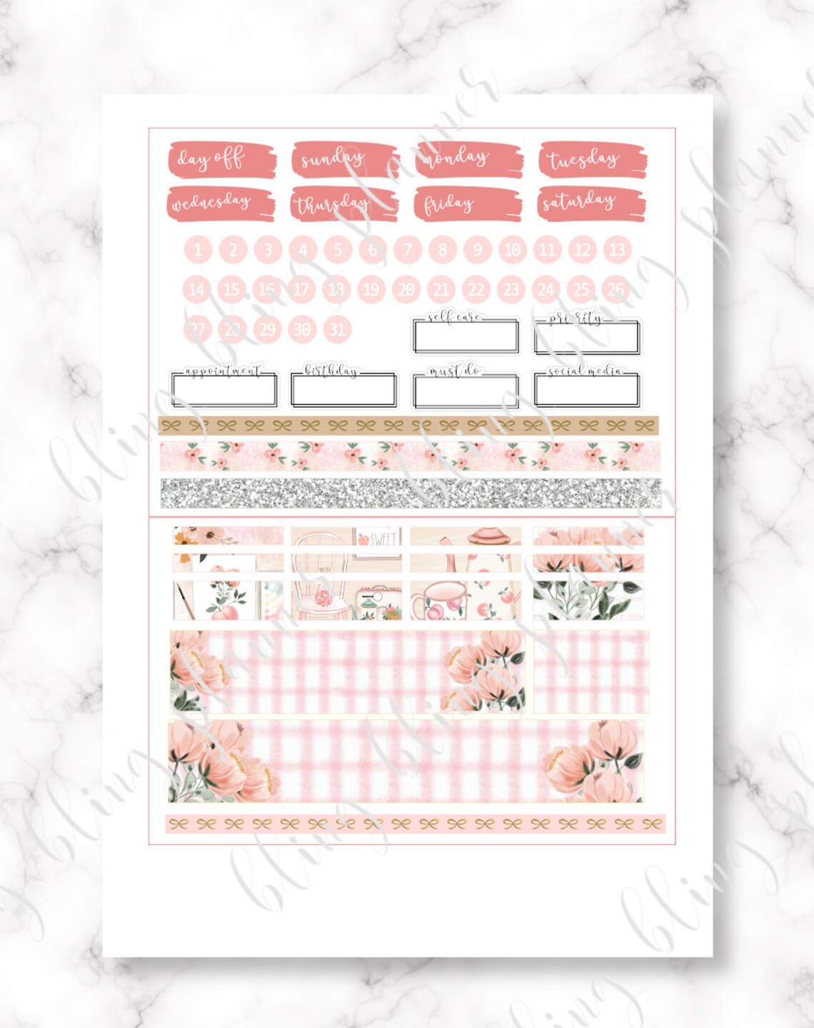 PEACH PRINTABLE PLANNER Stickers Summer Planner Kits - Etsy