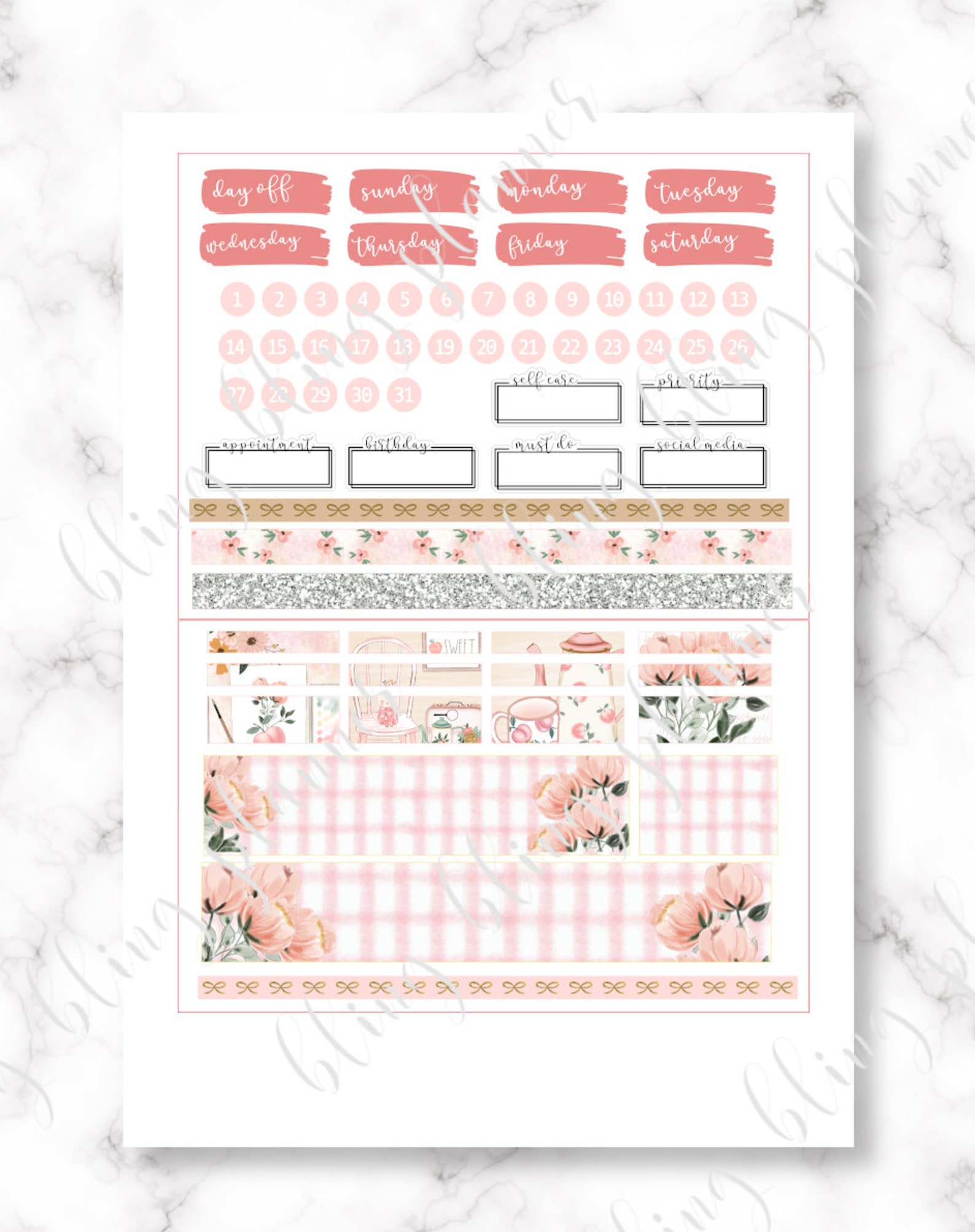 PEACH PRINTABLE PLANNER Stickers Summer Planner Kits - Etsy