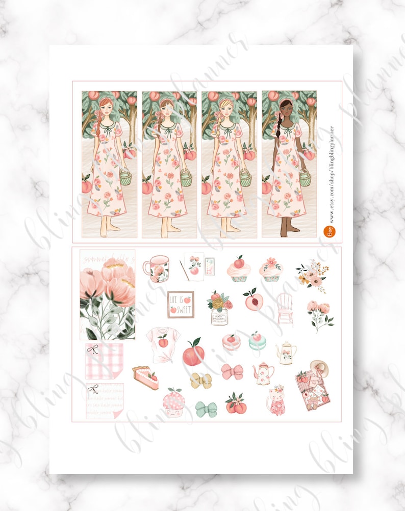PEACH PRINTABLE PLANNER Stickers Summer Planner Kits - Etsy
