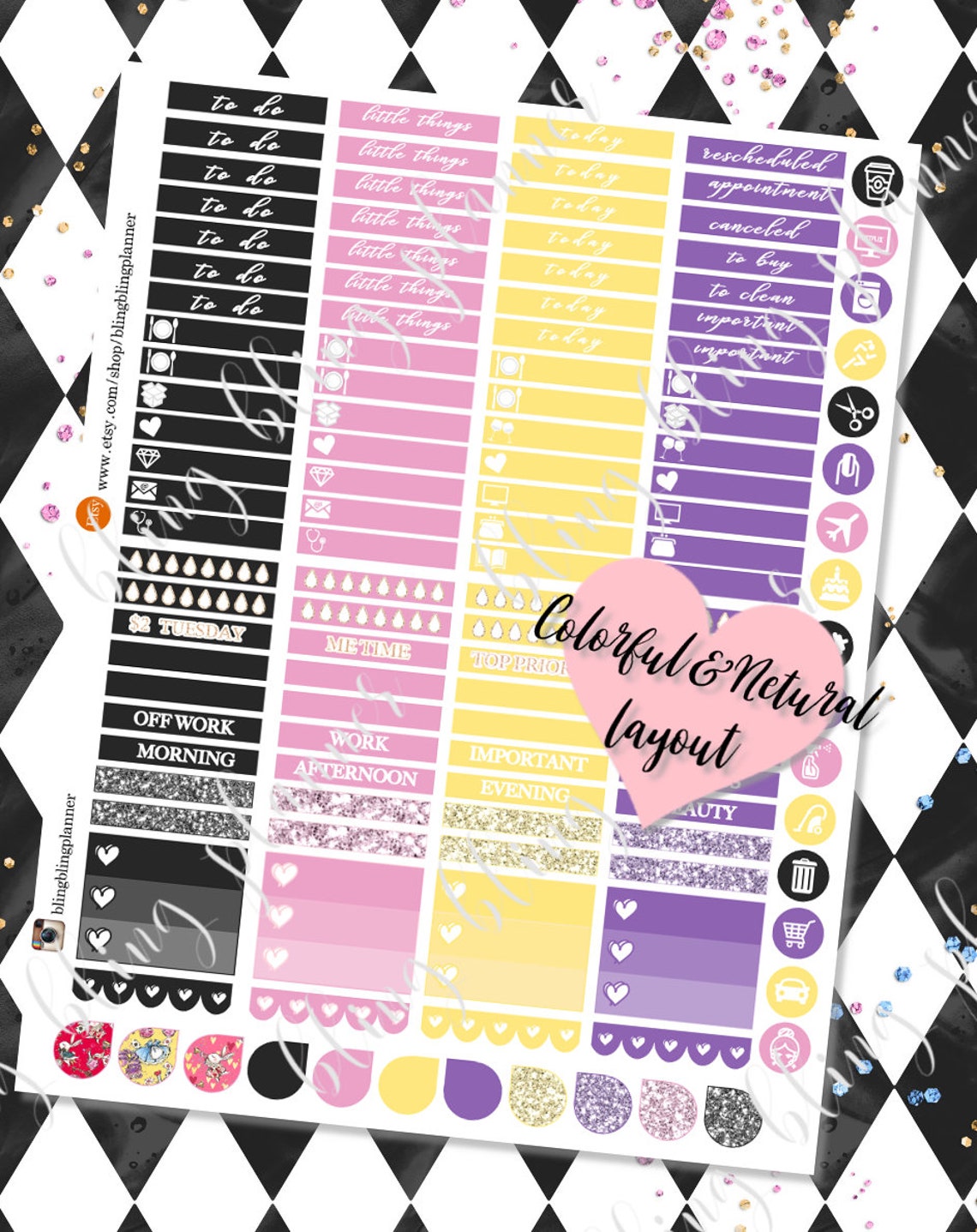 ALICE in WONDERLAND PRINTABLE Stickers, Erin Condren Printable Planner ...