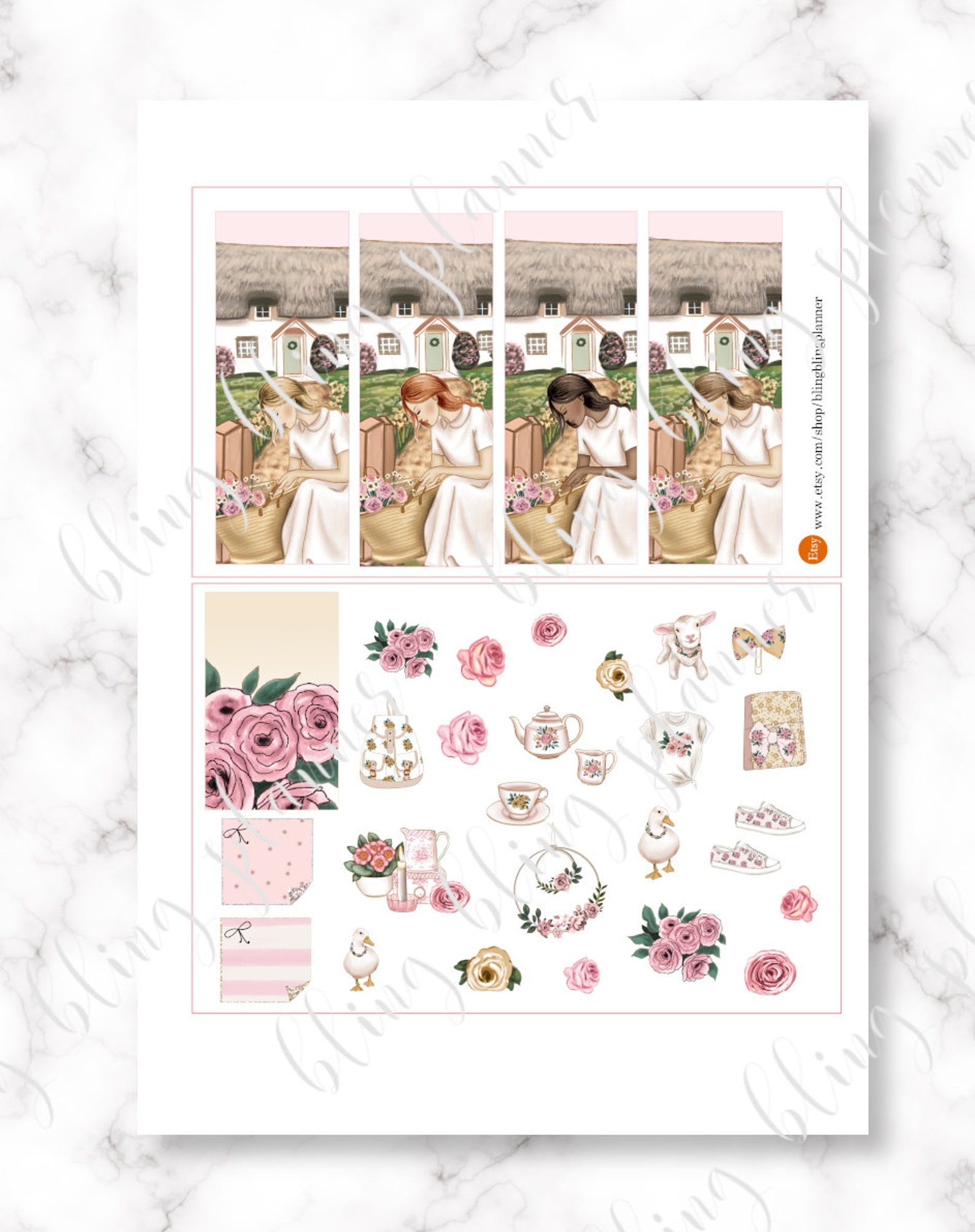FARM HOUSE Planner STICKERS Spring Printable Sticker Spring | Etsy