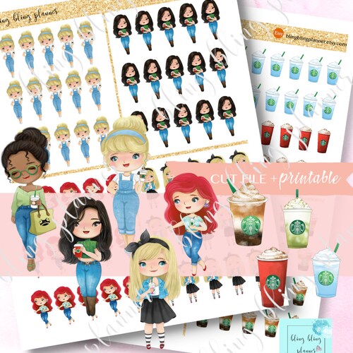 PRINTABLE COFFEE GIRL Stickers Printable Coffee Doll - Etsy