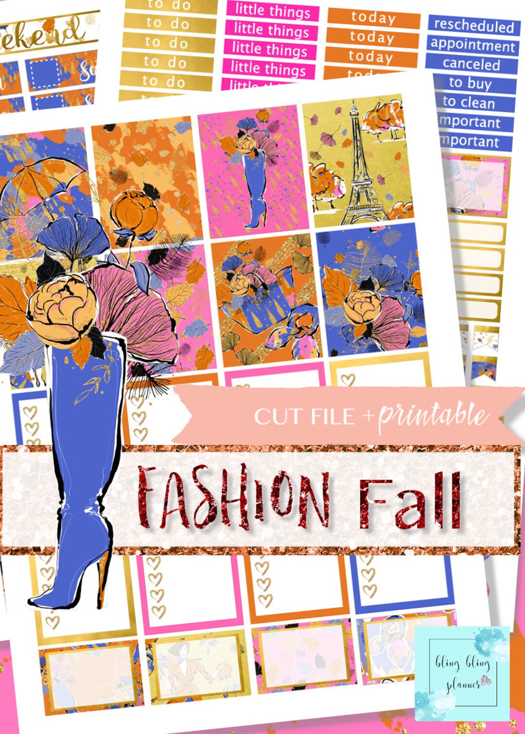 FALL PLANNER PRINTABLE, Fall Girl Stickers, Fall Printable Stickers ...