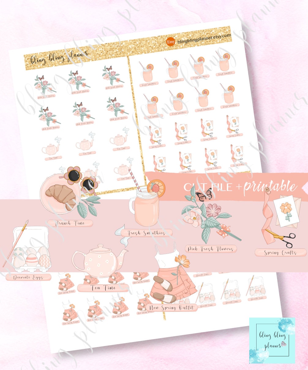 SPRING BUCKET LIST Stickers Printable Spring Bucket Stickers - Etsy