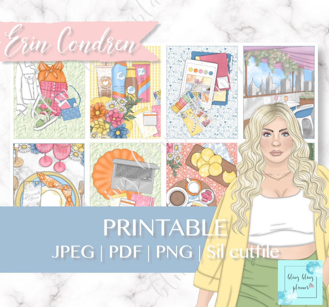 SPRING PRINTABLE PLANNER Stickers, Spring Girl Planner Kit, Cricut ...